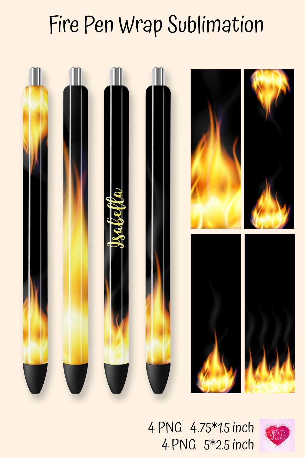 Fire Pen Wrap Sublimation. Fire Waterslide Pen Wraps
