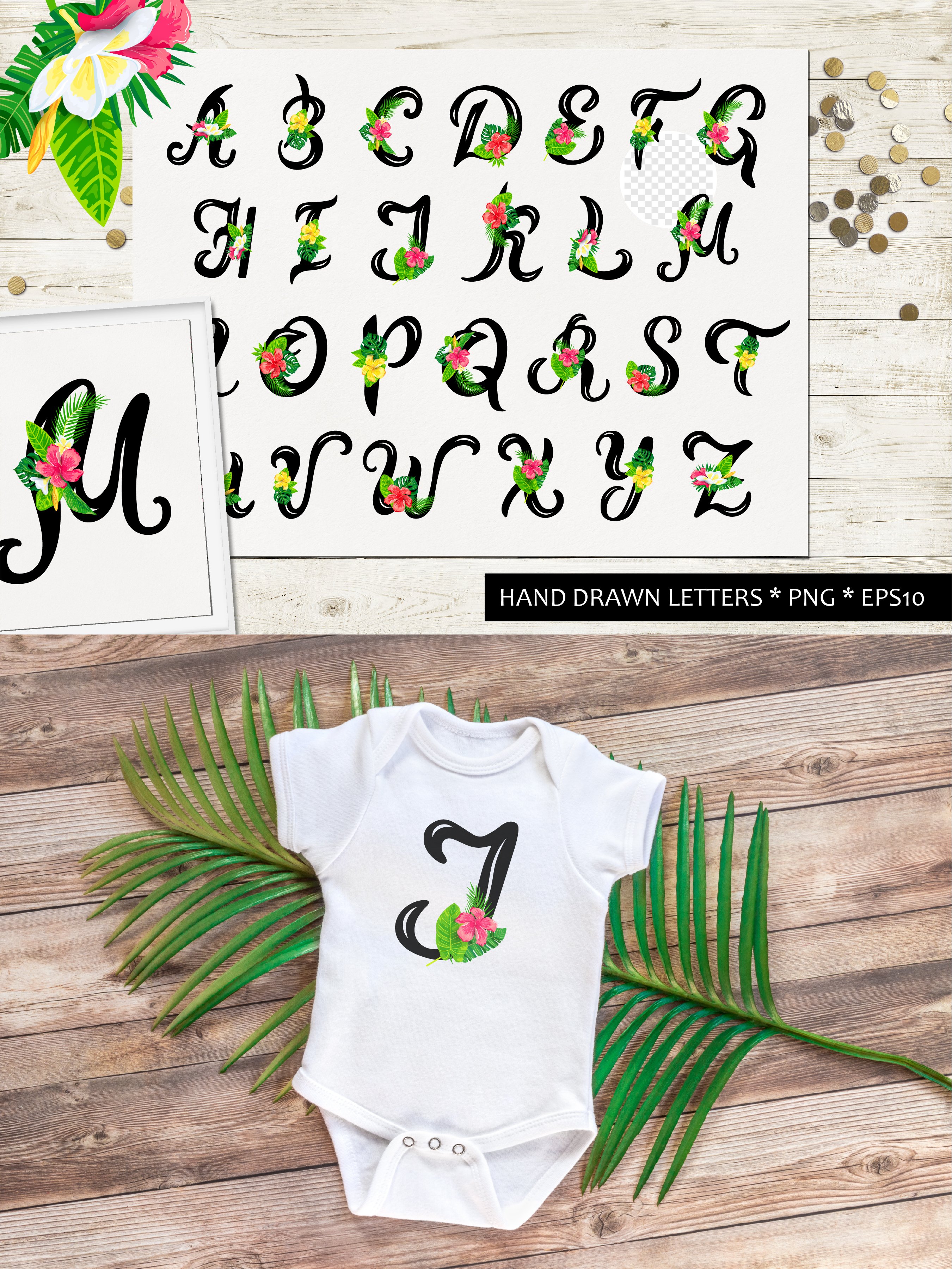 Summer alphabet. Monograms. Sublimation design. 27 (1927315)