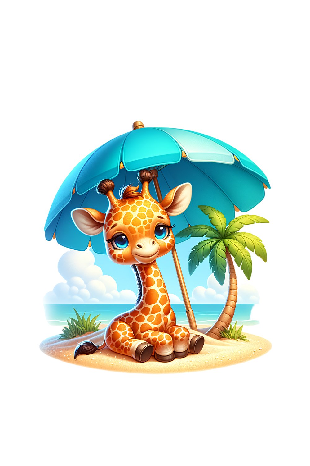 Giraffe Relaxing on the Beach Summer Clipart (3518421)
