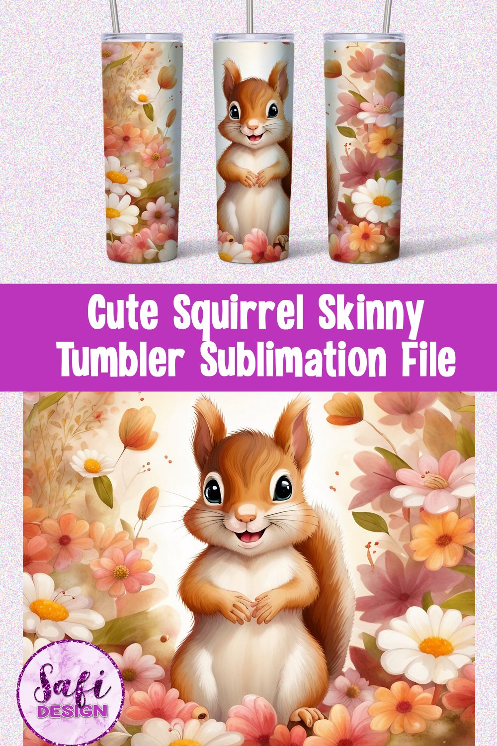 Cute Squirrel Skinny Tumbler Sublimation