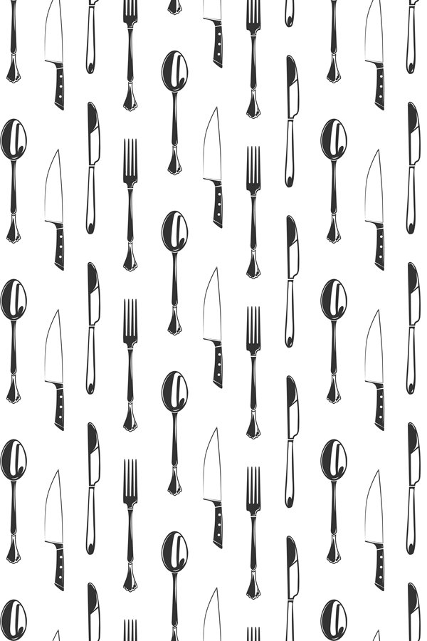 Cutlery seamless pattern design - kitchen, restaurant or caf