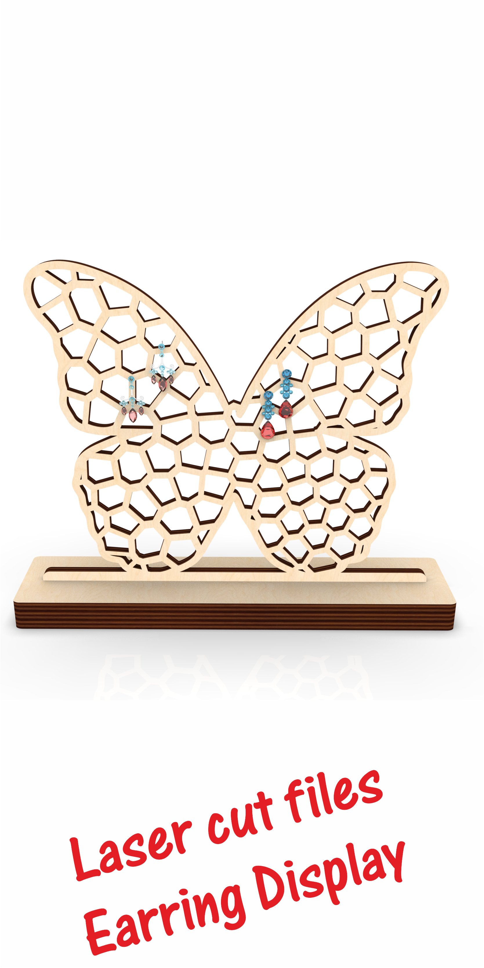 Earring display butterfly. Laser svg cnc design stand holder