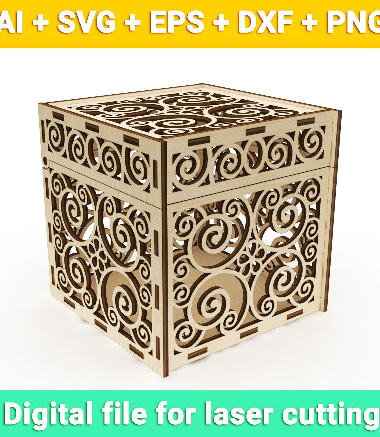 Box with patterns Spiral vector for CNC svg vector file
