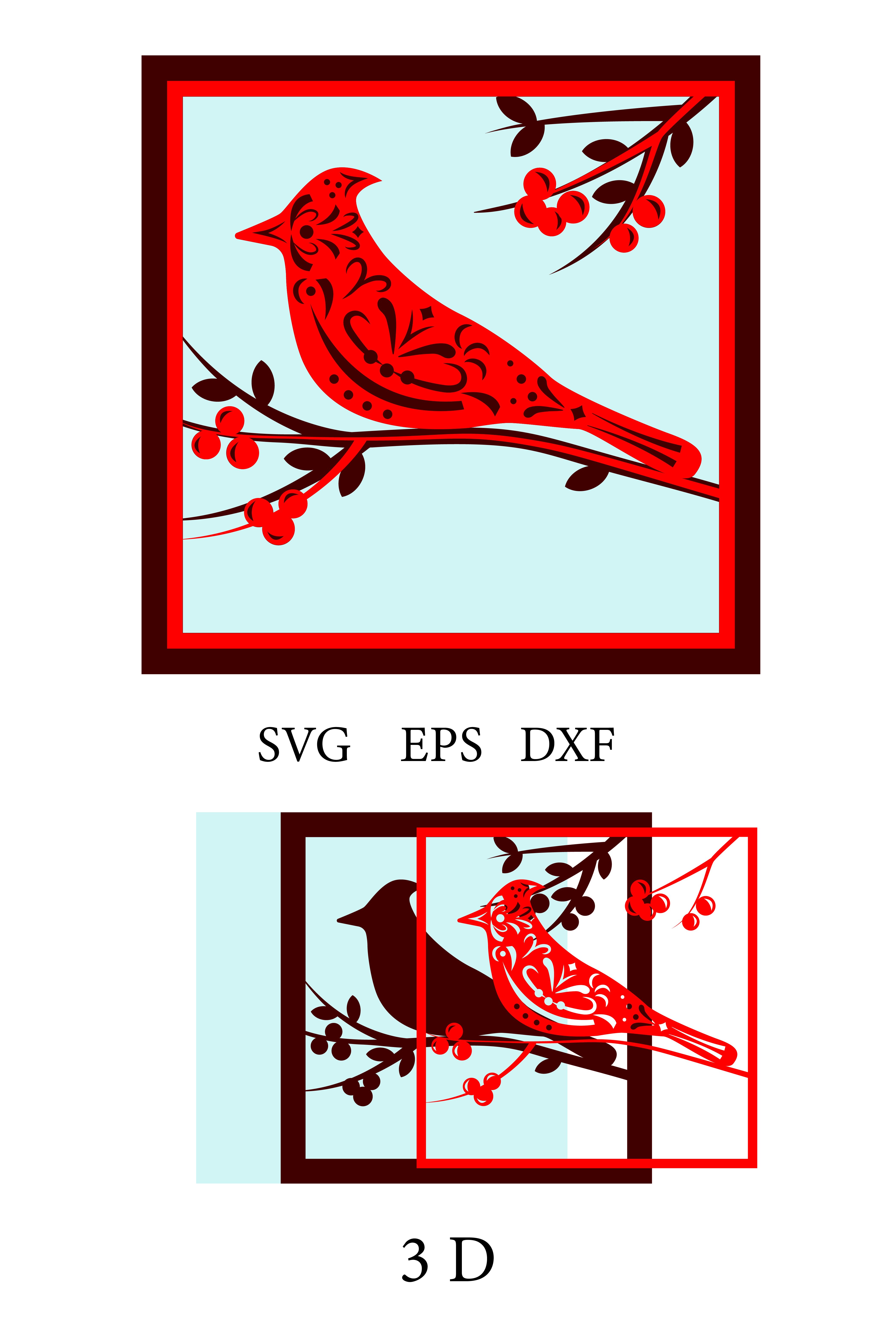 3d Cardinal. Cardinal SVG. 3d Layered SVG. Cardinal Bird SVG