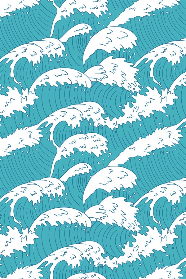 Sea waves seamless pattern. Ocean water wave lines, raging