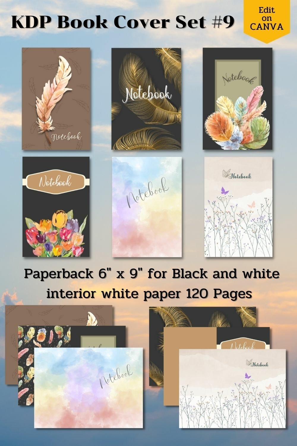 KDP Book Cover Set #9 Canva Template - Paperback