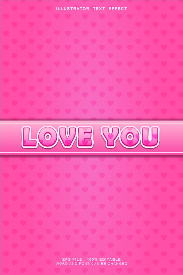 love you text effect editable