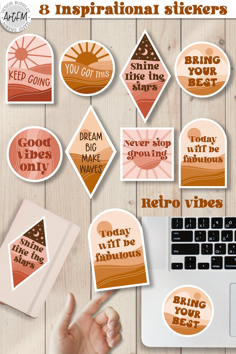 Inspirational Sticker Bundle | Motivational Stickers | Retro