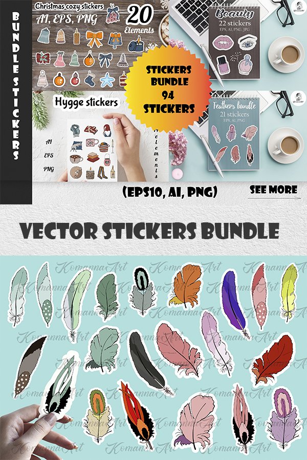 Vector BIG Bundle Stickers, Digital clipart!