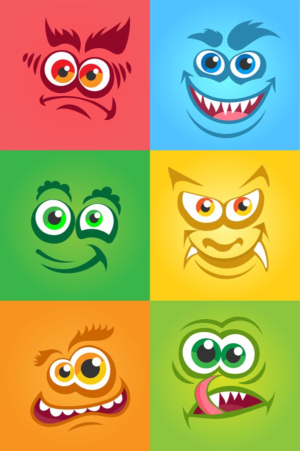Emotions monsters faces