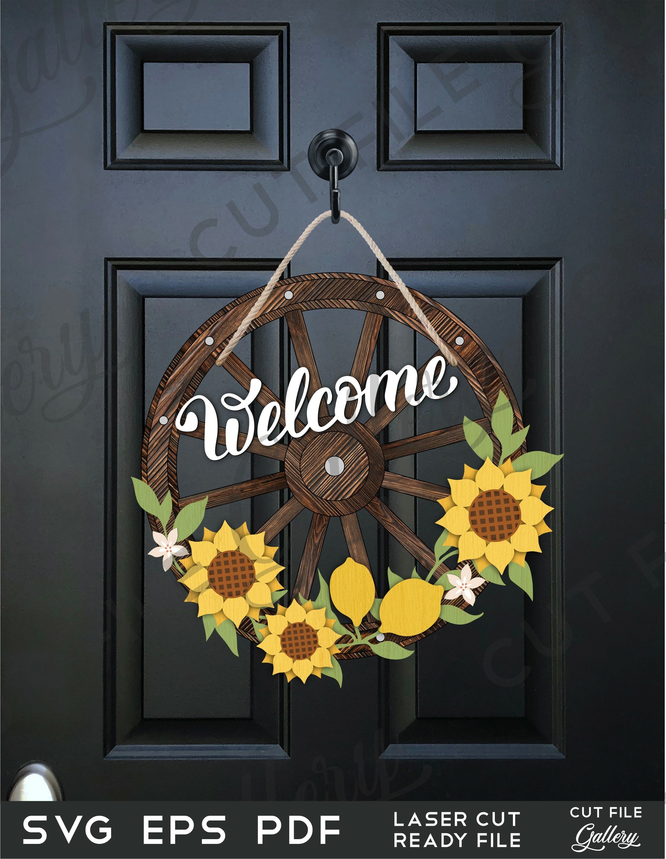 Sunflower welcome sign, Welcome door hanger