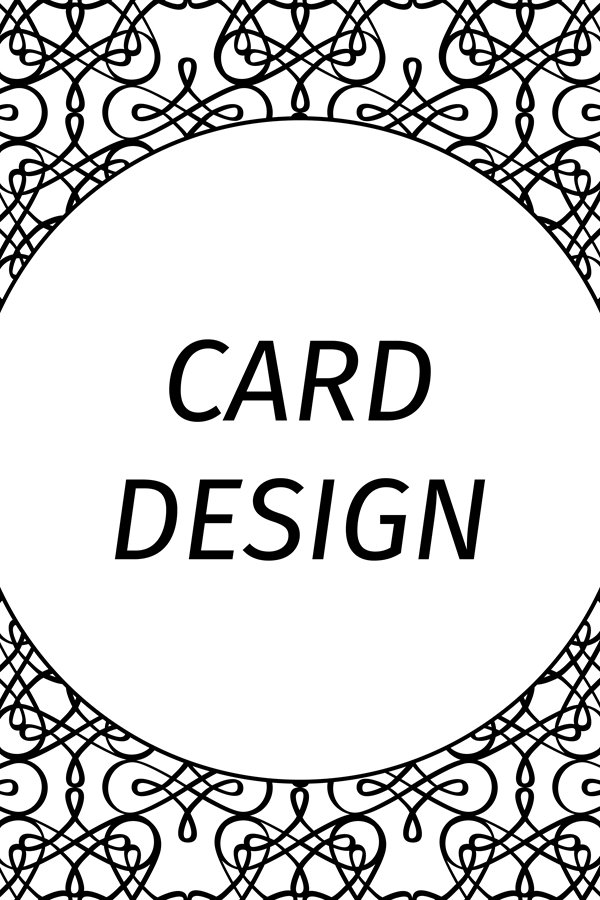 Card design with filigree linear art