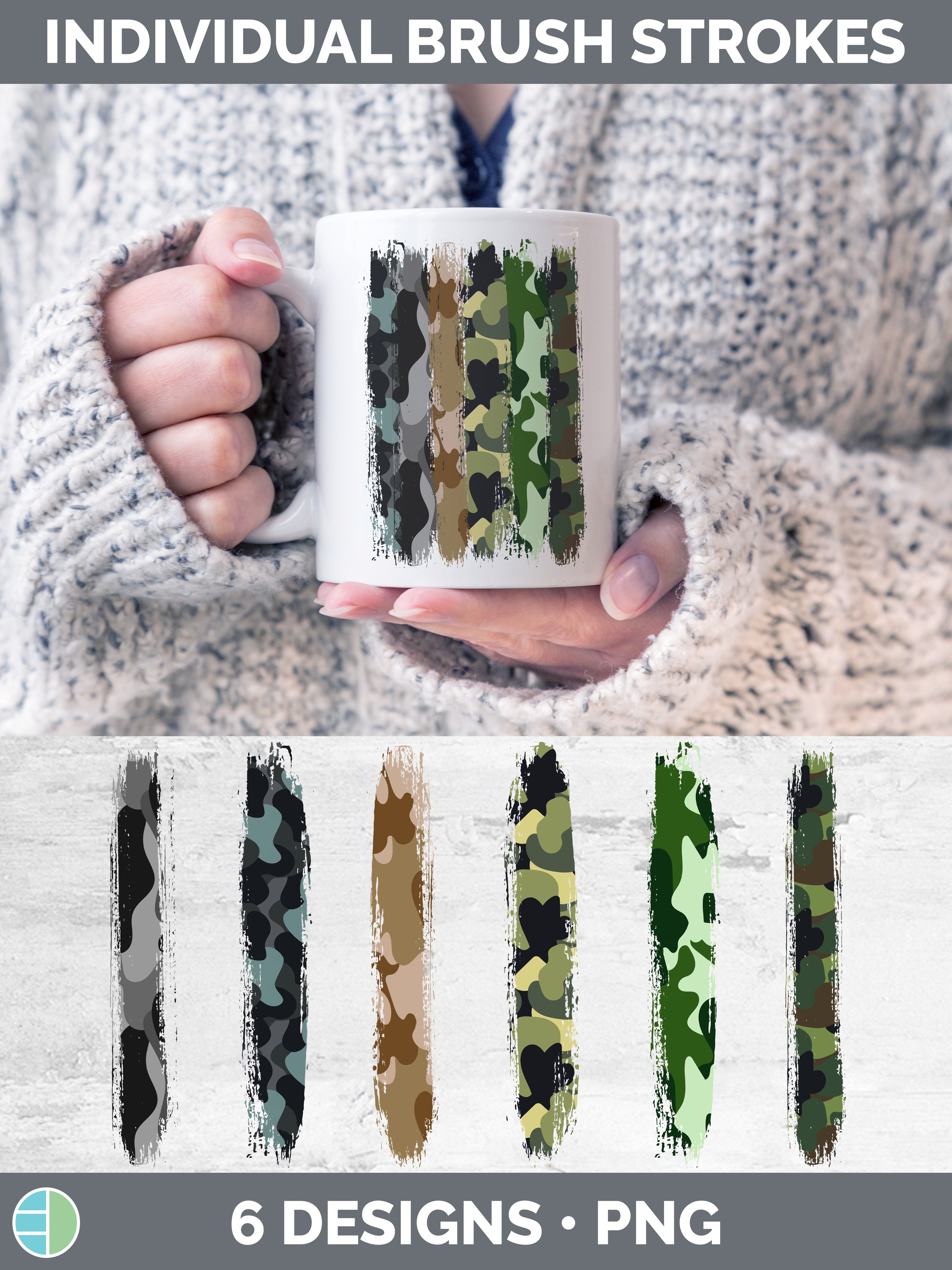 Camo Brush Strokes PNG | Sublimation Designs