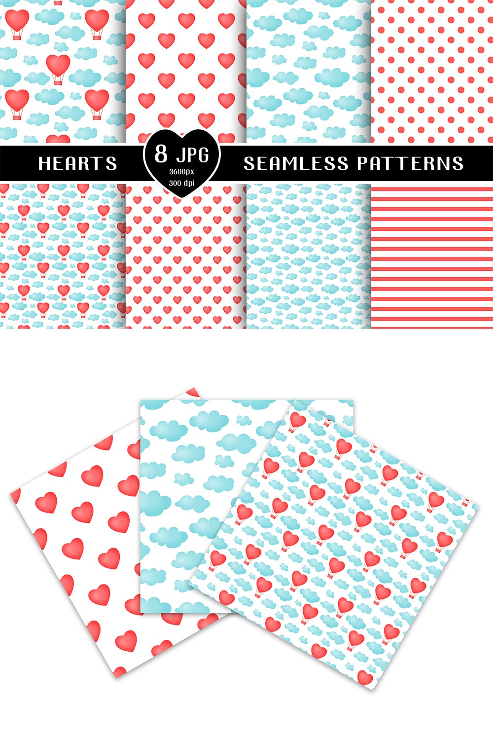 Valentines day, love, hearts seamless patterns,digital paper