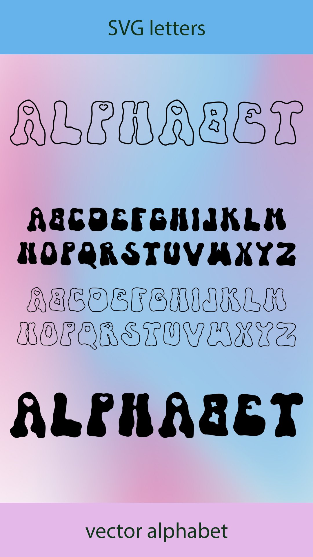 Groovy fonts svg Doodle retro alphabet letters svg Cricut