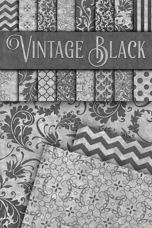 Vintage Black Digital Paper (38745)