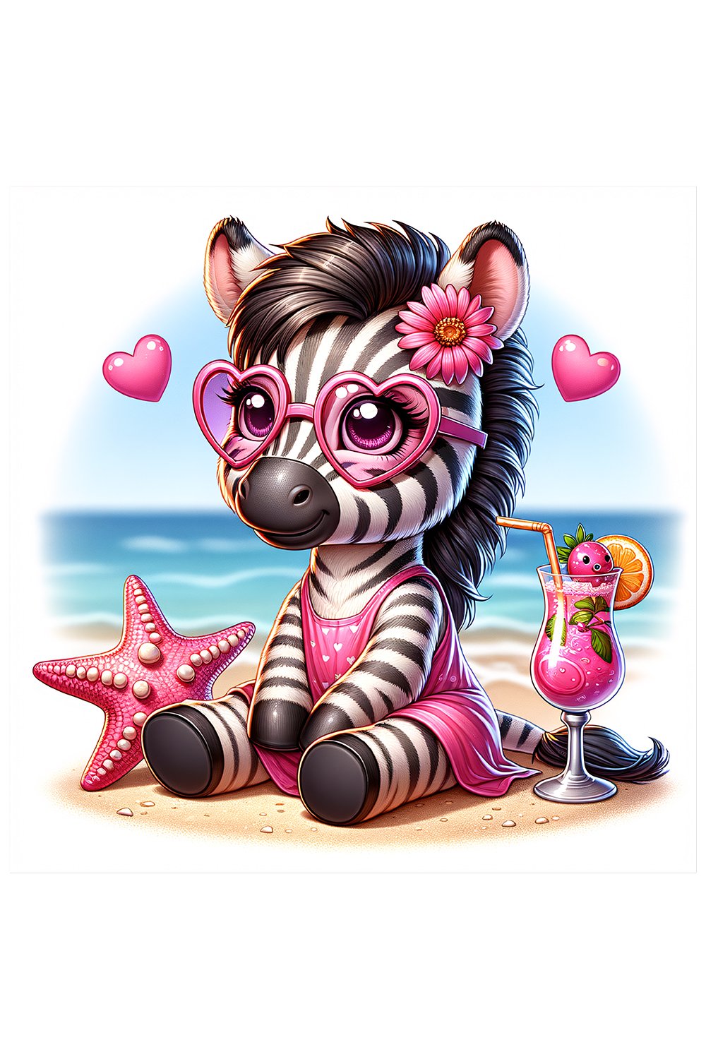 Zebra on Beach, Summer Beach Sublimation Design (3647736)