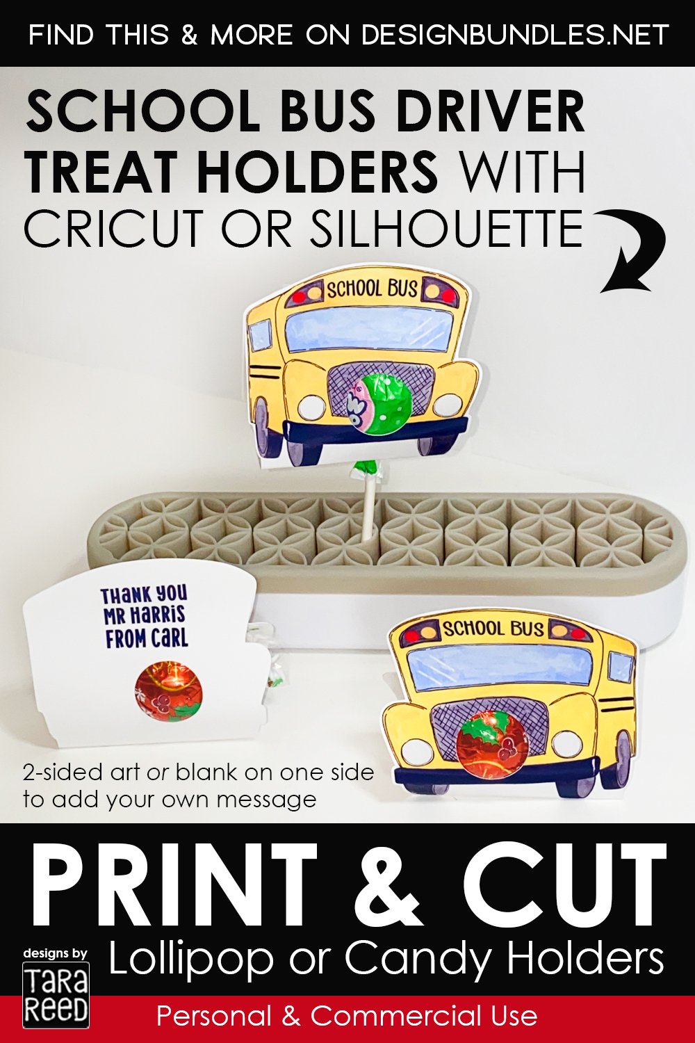 School Bus Driver Print and Cut Lollipop and Candy Holders