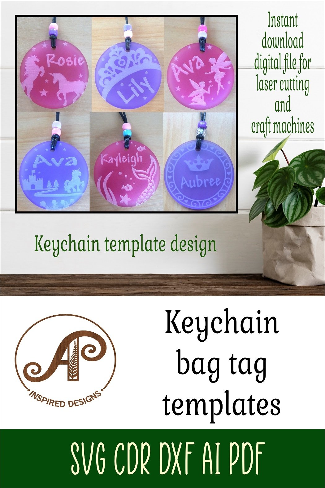 Girl theme A keychain DIGITAL SVG 6 personalized