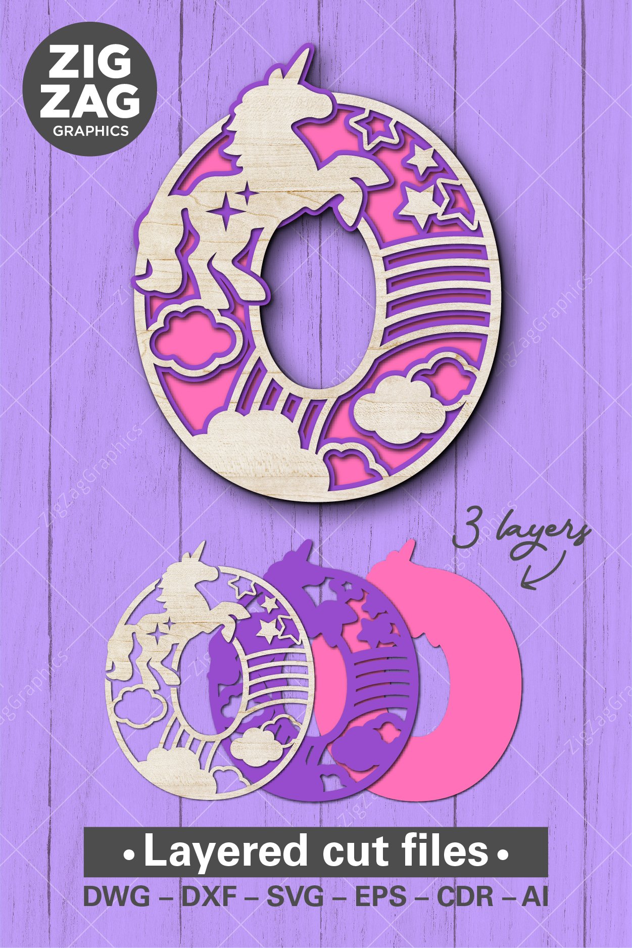 3D Layered Layered Number 0 svg cut file