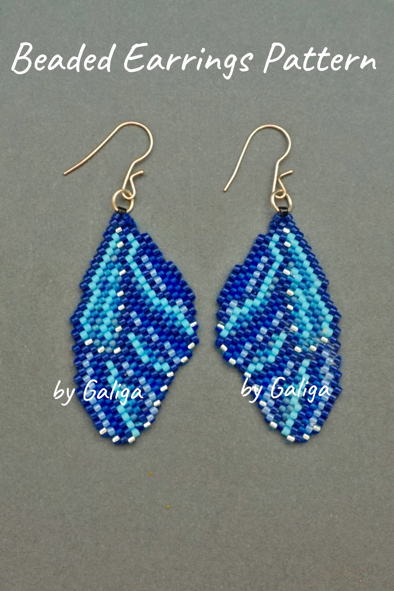 Beaded Earrings Pattern, Blue Butterfly Wing Design Delica