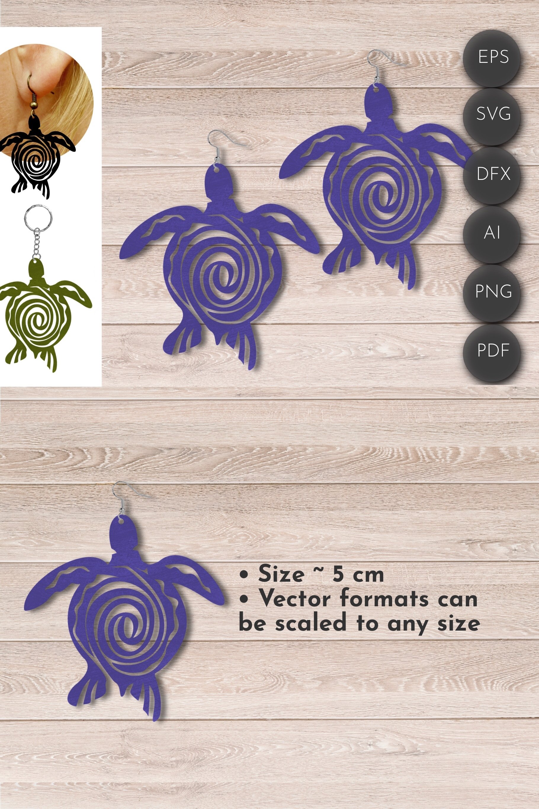 Earrings svg, summer Laser Cut Files, turtle dangle jewerly