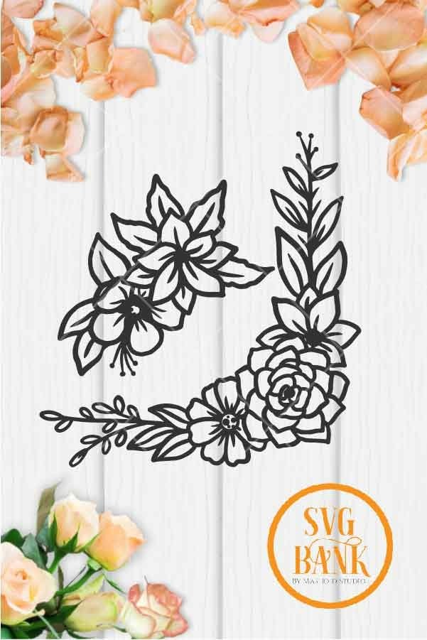 Flower Corner SVG, Flower bouquet svg, wedding Flower Frame