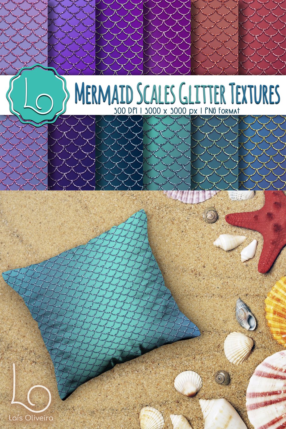 12 Mermaid Scales Glitter Textures