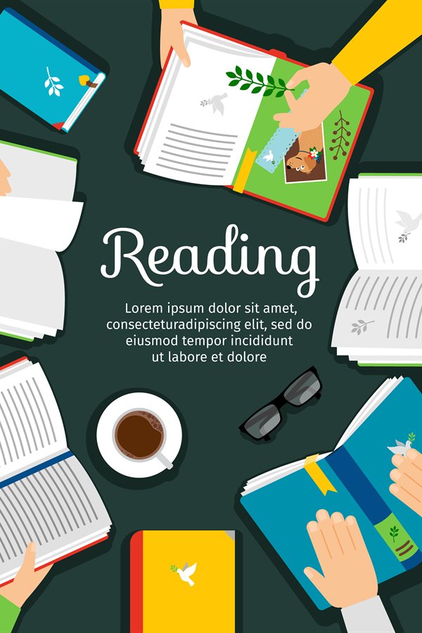 Reading club vector illustration
