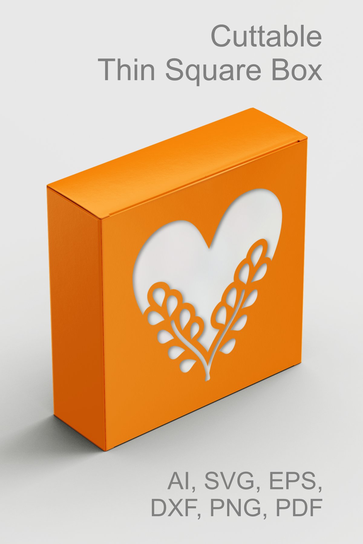 Heart with 2 Blades of Grass Thin Square Window Box Template