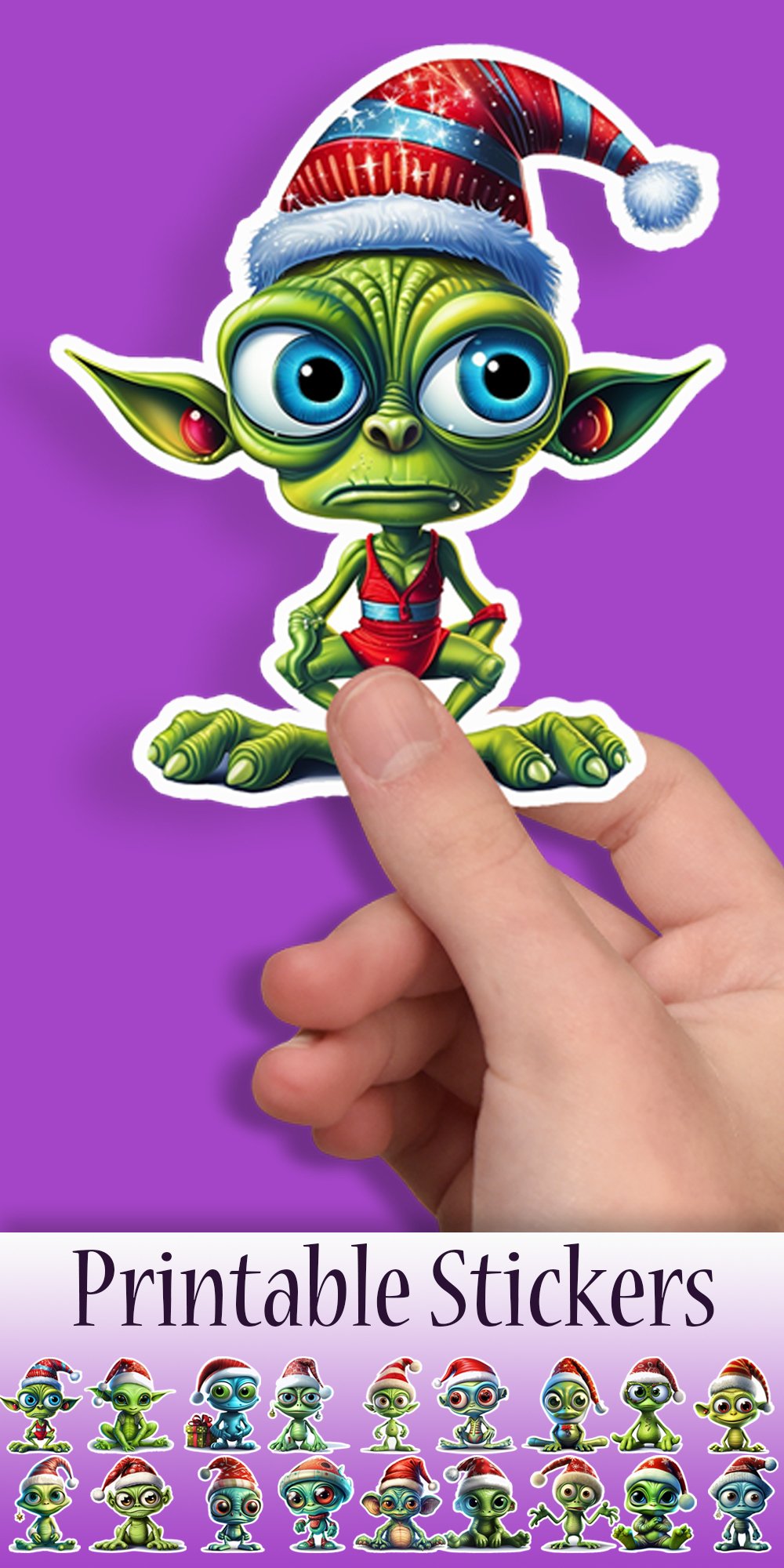 Christmas Alien Stickers for Cars, Bikes, Planes, Boats etc!
