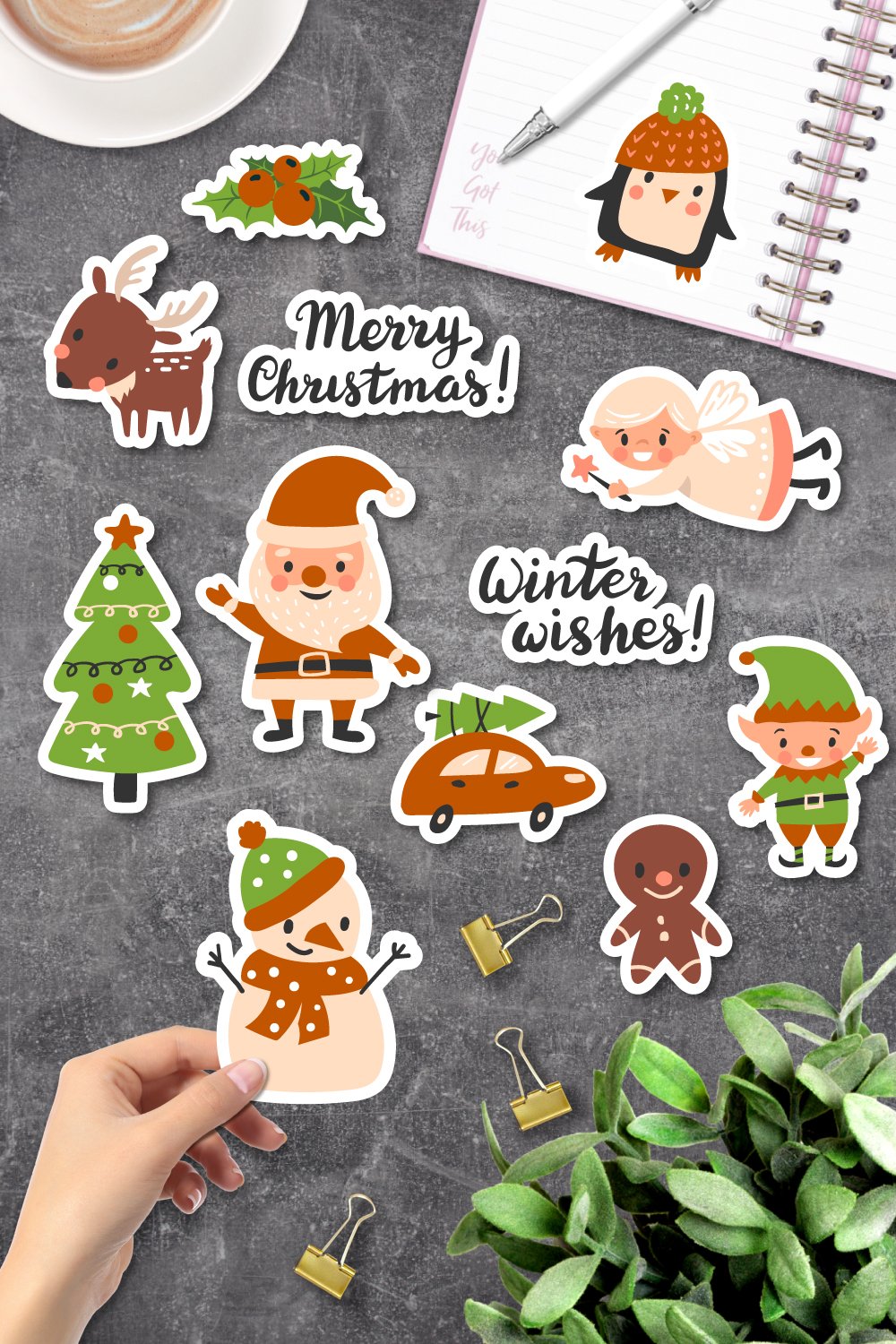 Christmas stickers, Printable and and digital set