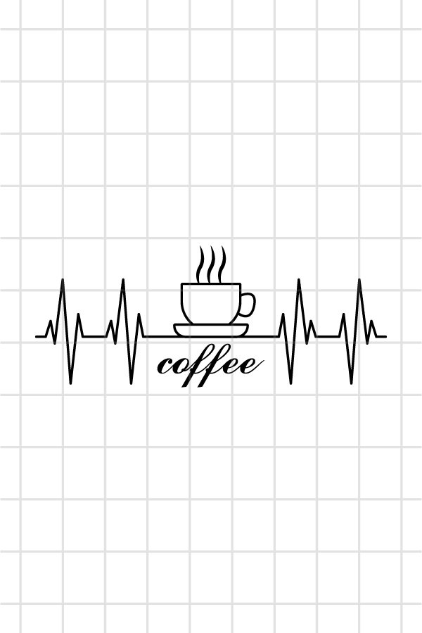 Coffee Heartbeat SVG, Cardiogram with Coffee Cup (761208)
