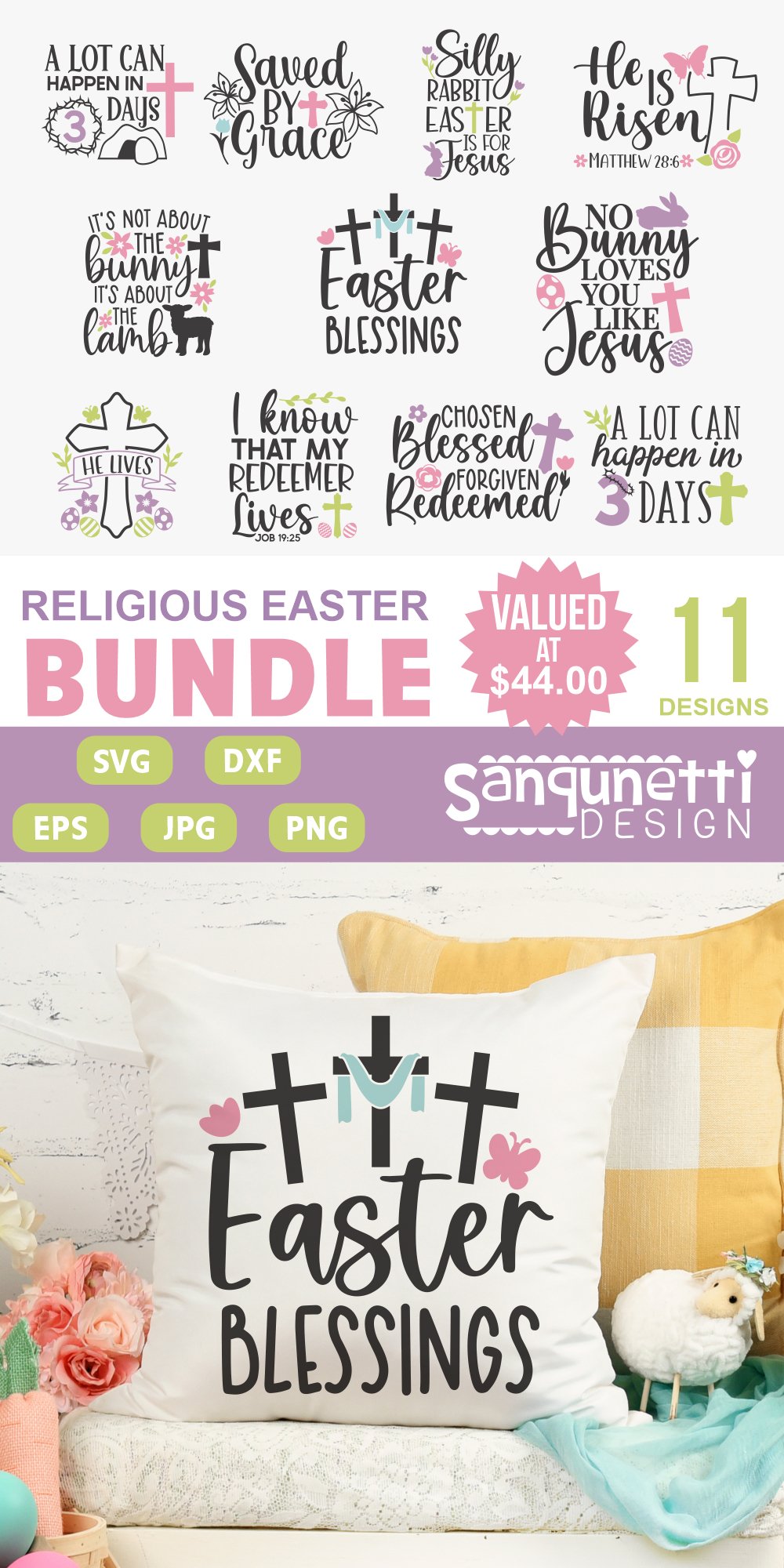 Religious Easter SVG bundle | Christian Easter Quotes