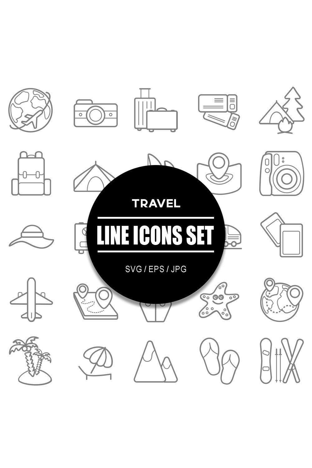 Travel Line Icon Set