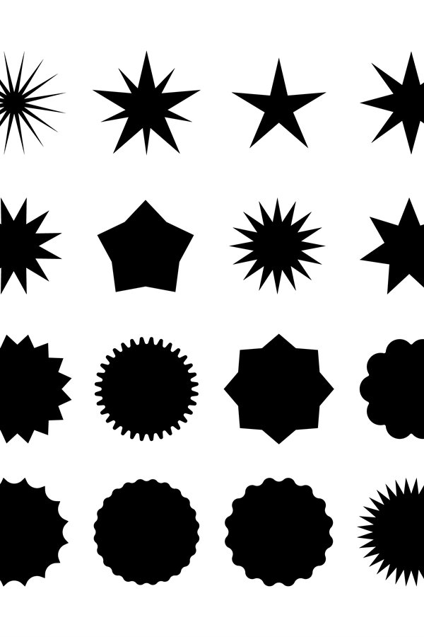 Star burst sticker set. Black flat price tags (1426202)