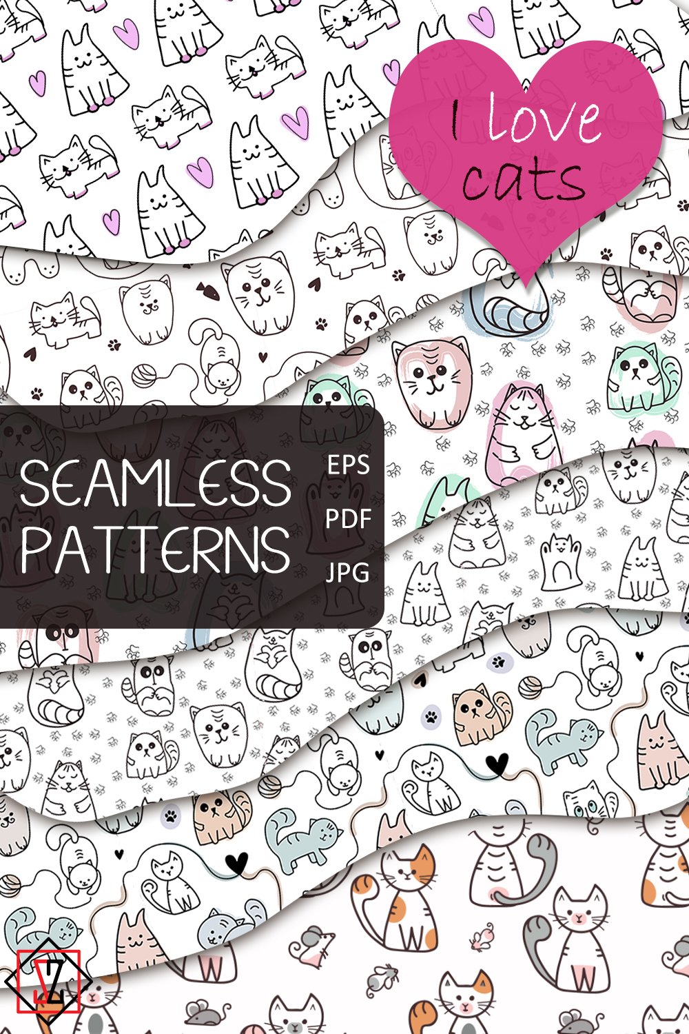 Seamless patterns with cats