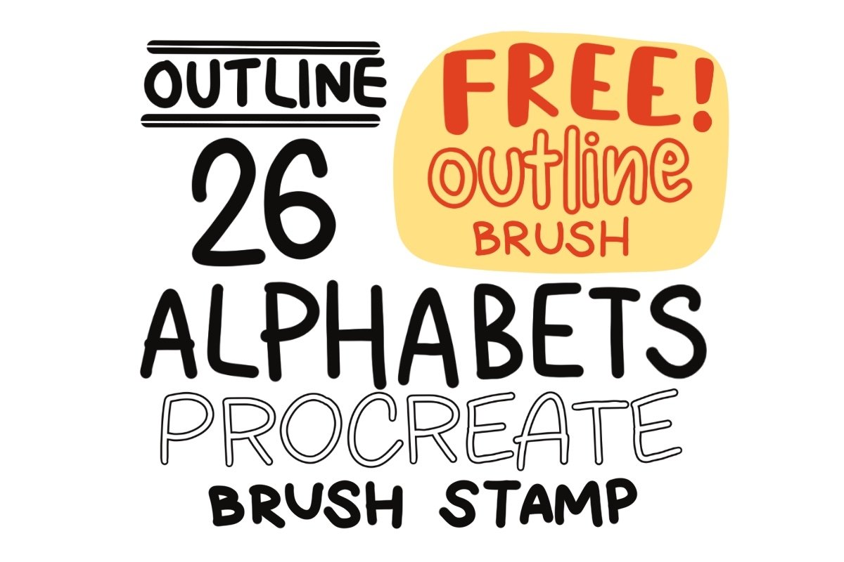 26 Alphabet brush stamp, procreate brushes, (1156031)