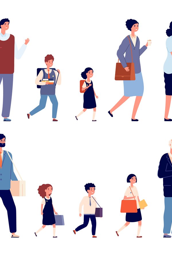 Back to school characters. Education teens, children prepari