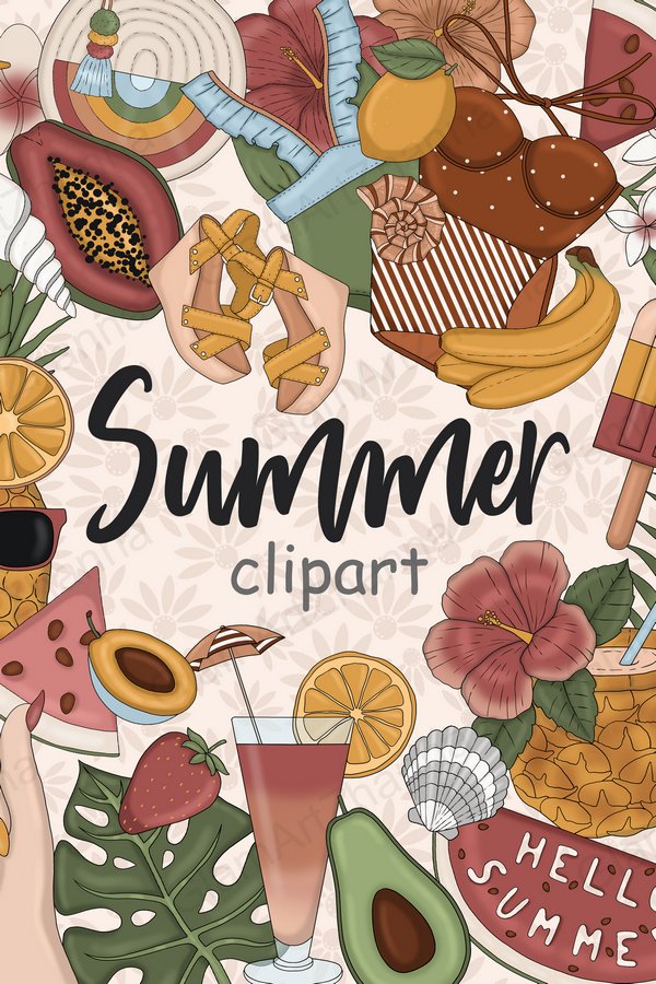 Summer Natural CLIPART Tropical Vacation Sticker Set - PNG (1286255 ...