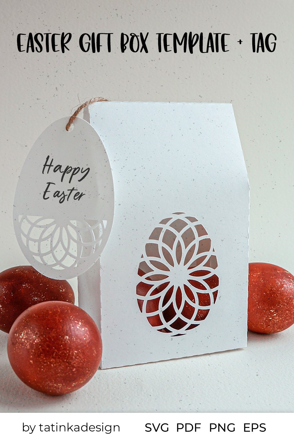 Easter favour box with Easter tag SVG, Box template SVG