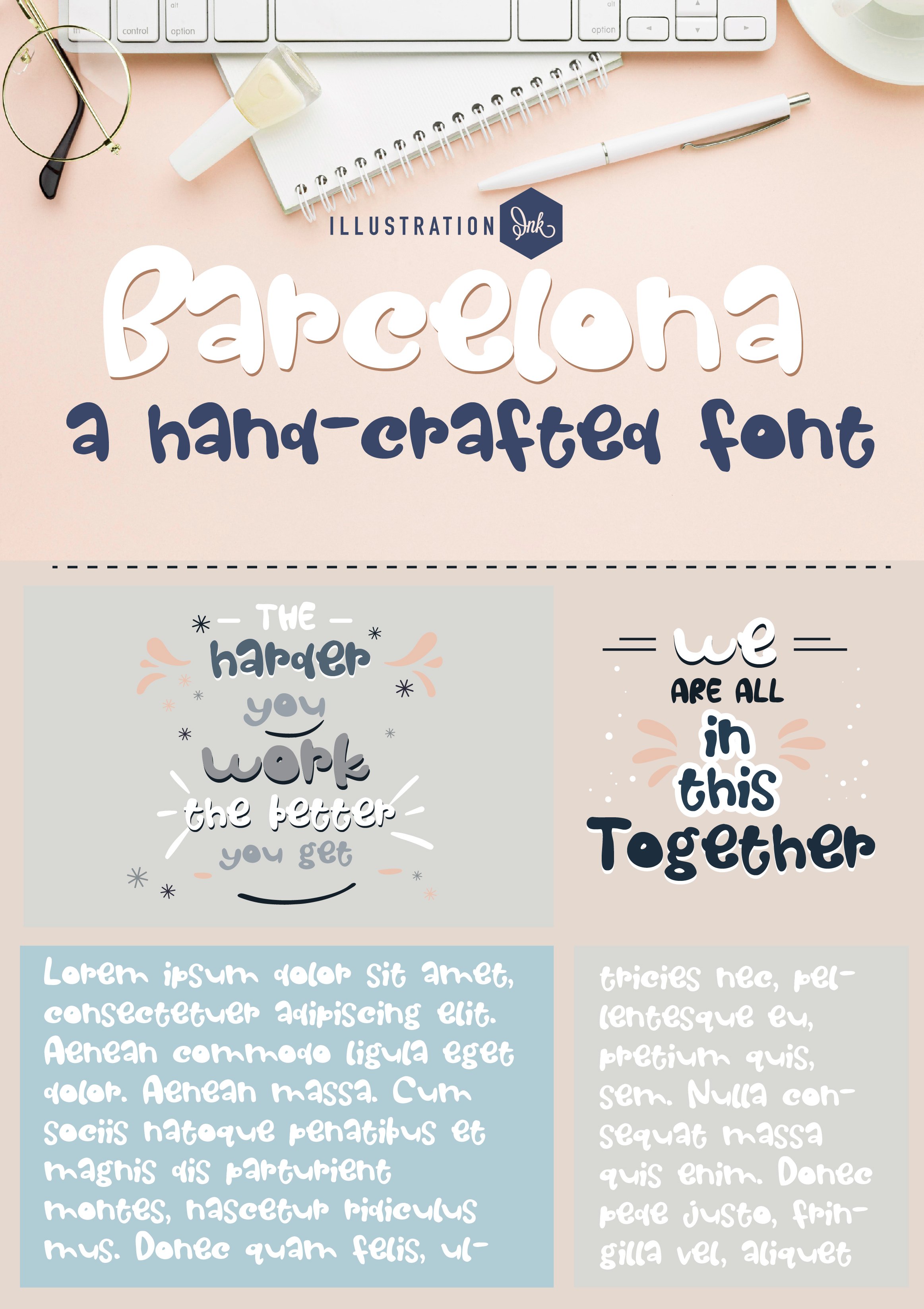 Hand-crafted, hand-printed font
