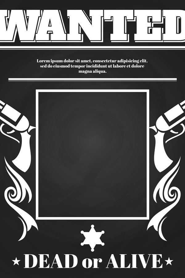Wanted poster design with western elements