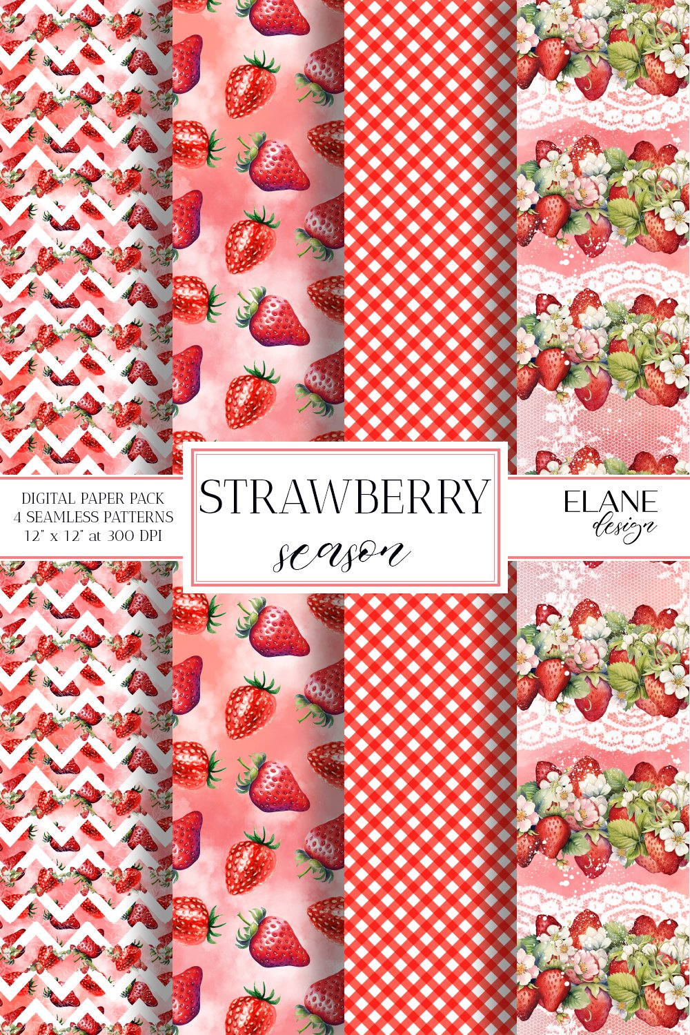 Strawberry Digital Paper, Summer Berry Seamless (4210999)