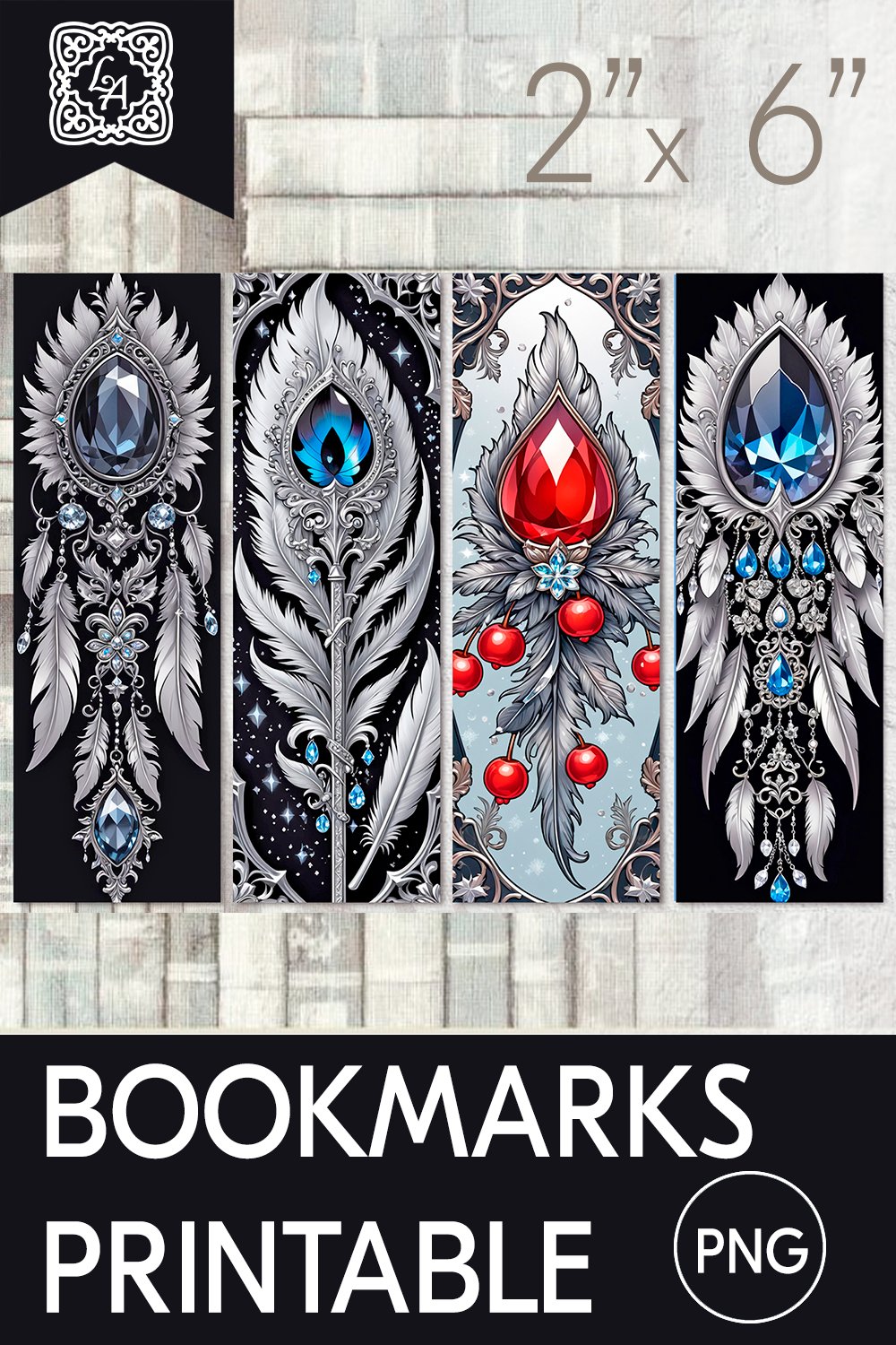 Glam Feather Printable Bookmark 4 PNG