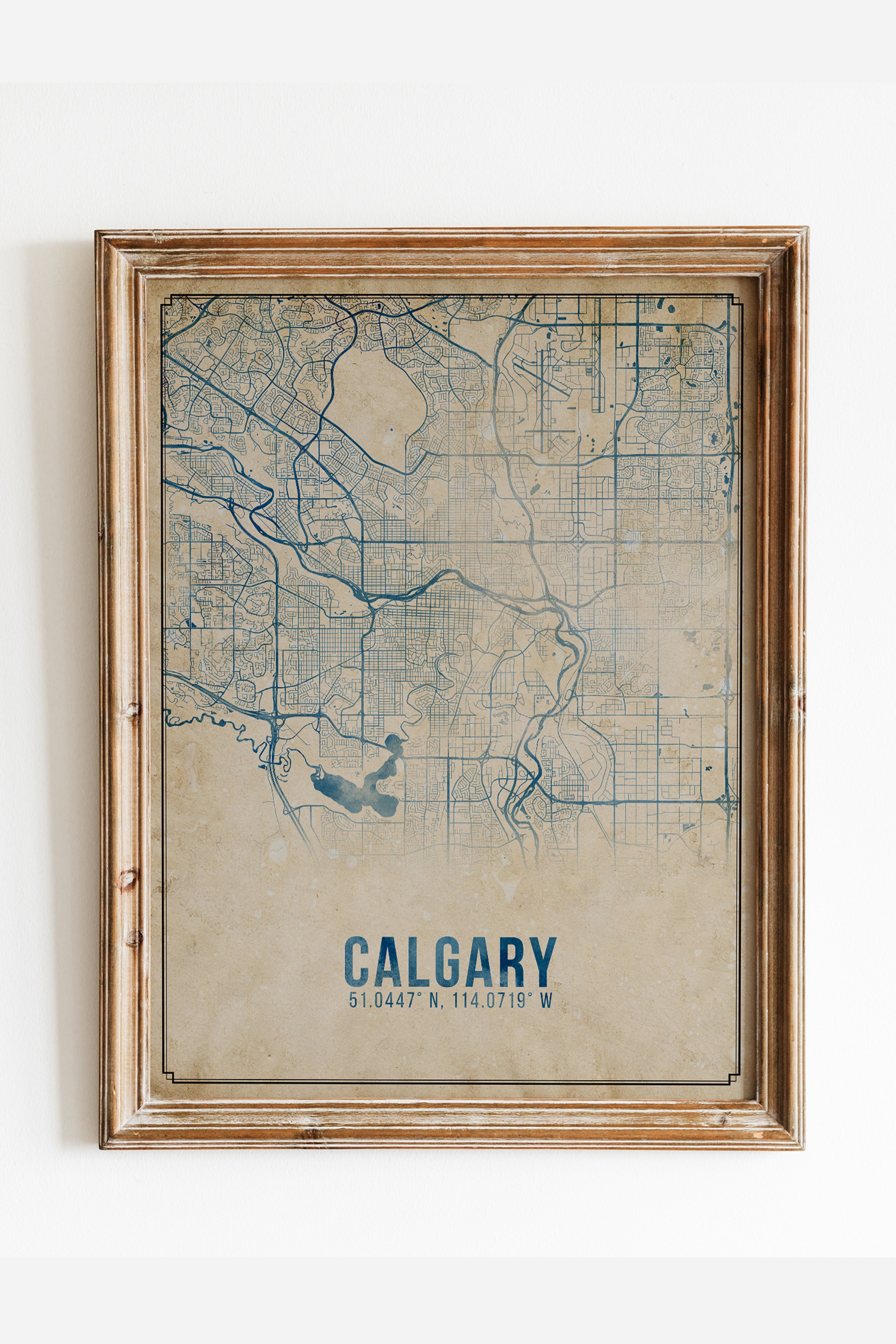 Calgary Antique Watercolor City Map Poster
