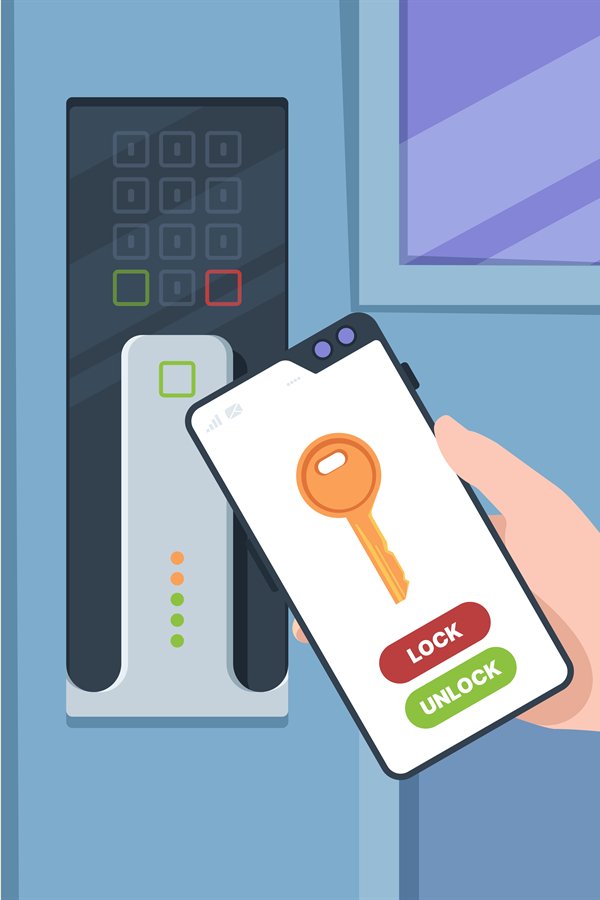 Smartphone unlock door. Electronic handle door wireless cont