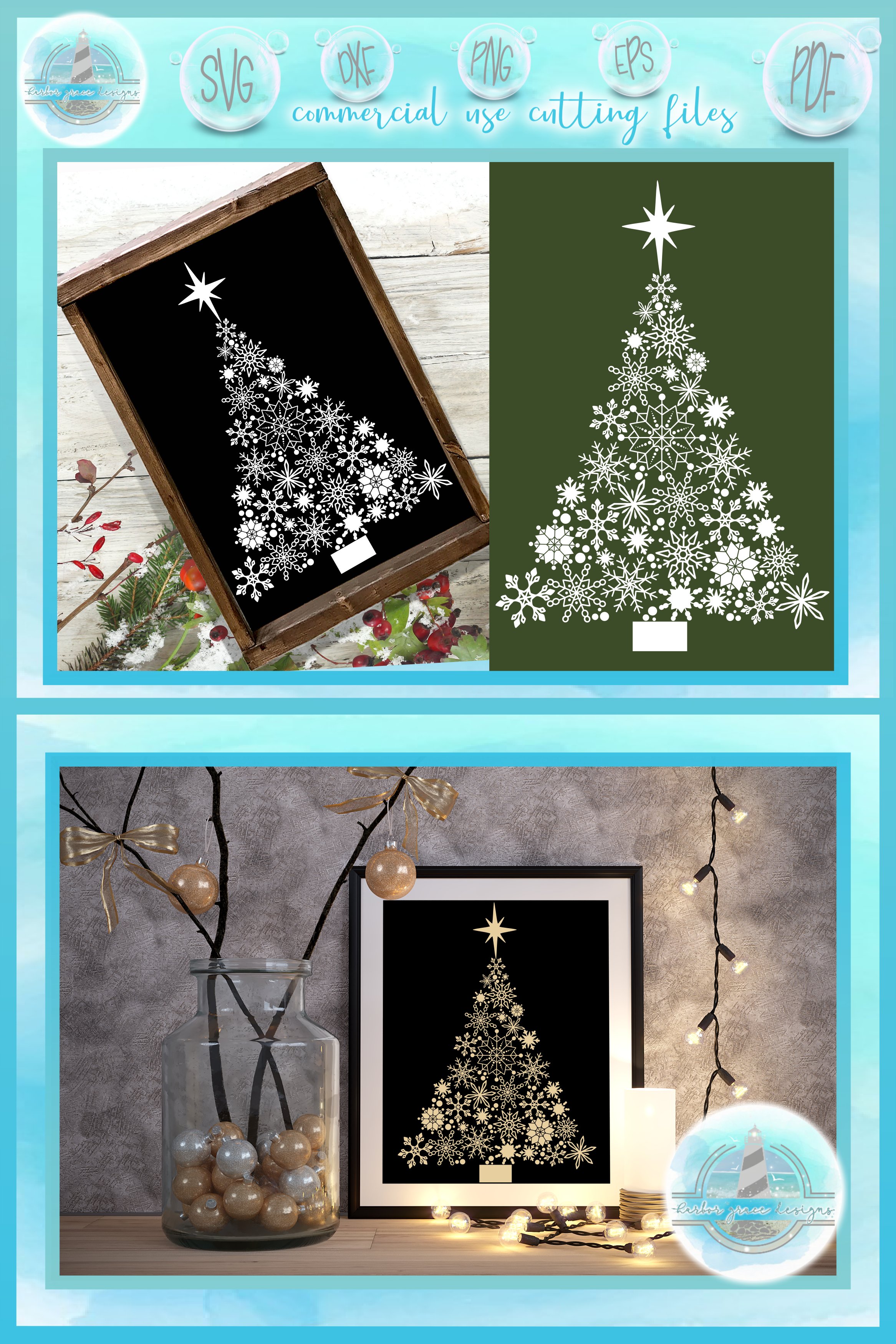 Christmas Tree SVG | Snowflake Christmas Tree with Star SVG