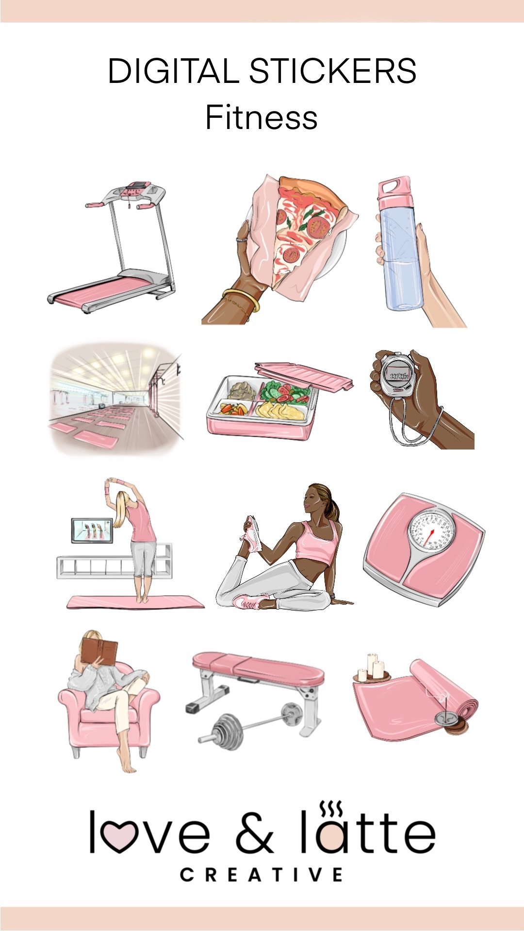 Fitness digital stickers, Sport clipart, Fitness clipart