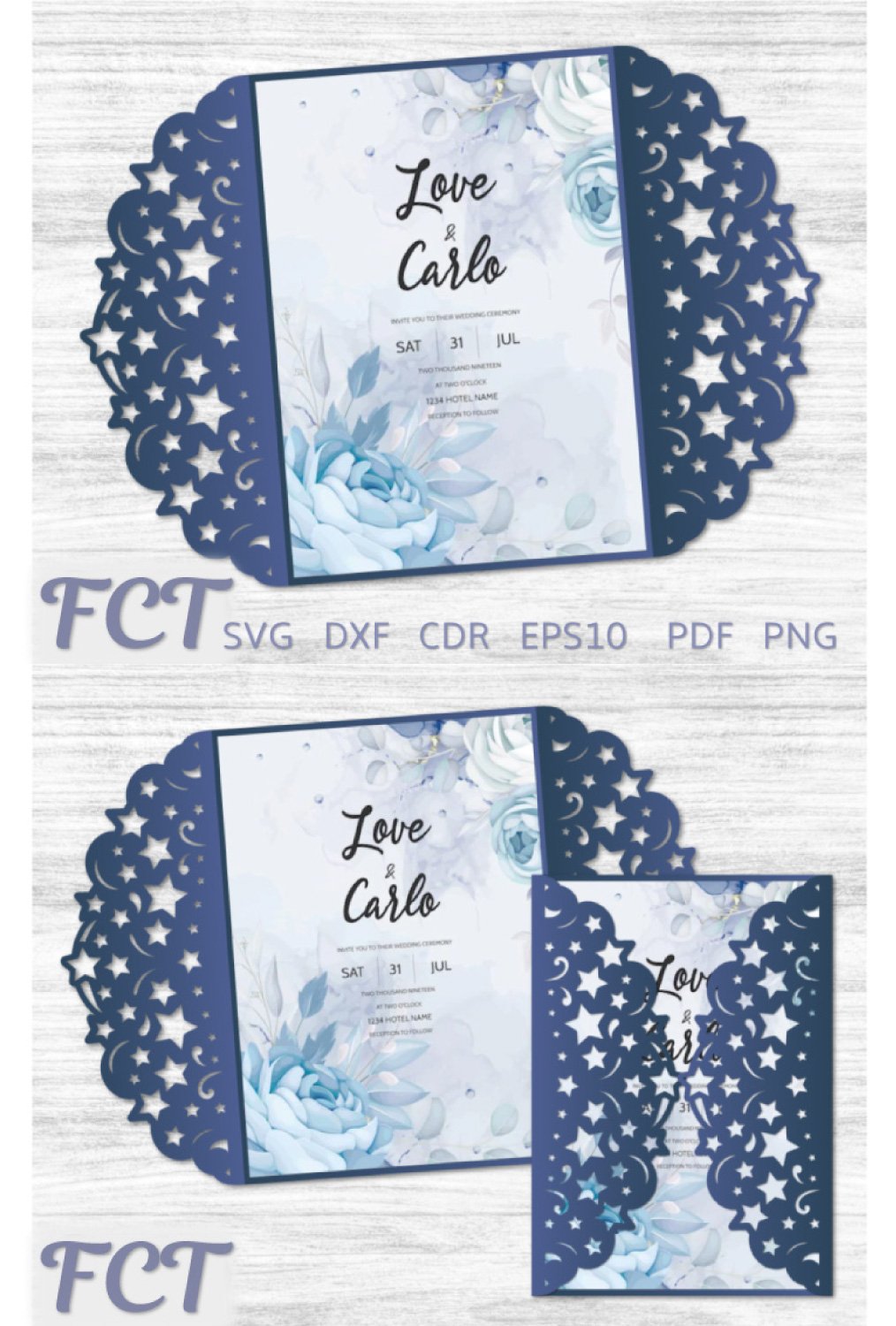Stars Gate fold card 5x7, Wedding invite, Graduation party